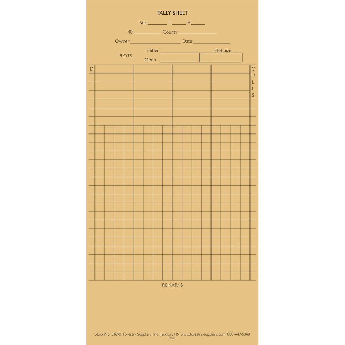 Four Species Timber Tally Card (100/pk) | CSP Forestry