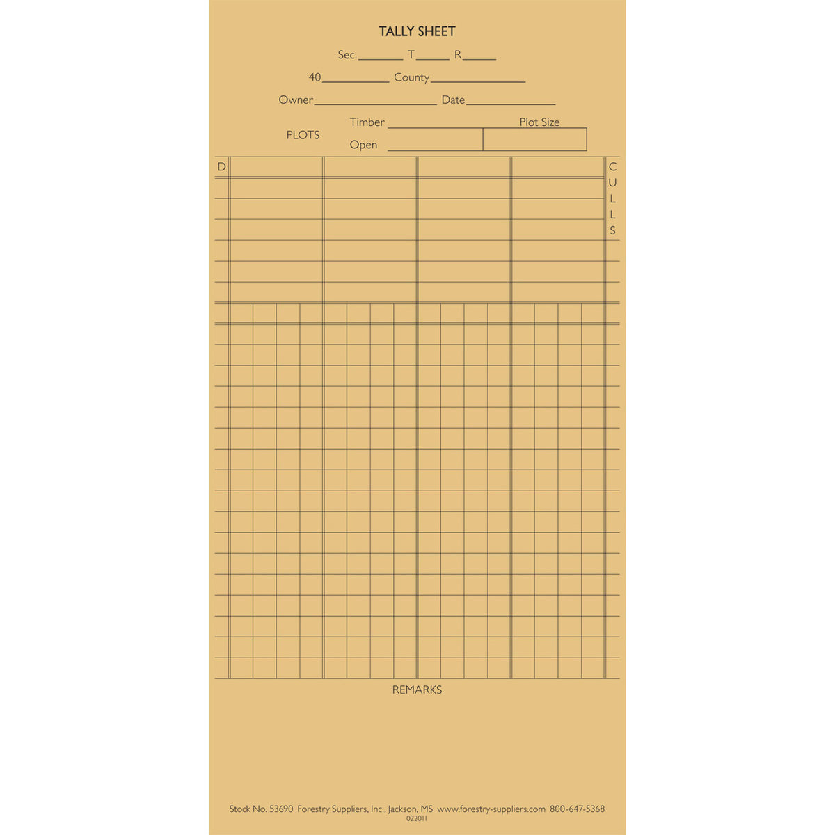 Four Species Timber Tally Card (100/pk) | CSP Forestry